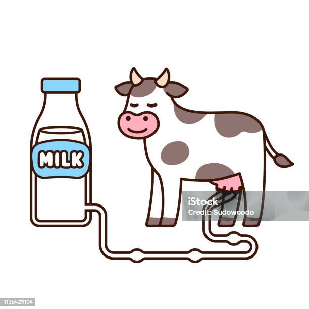 Memerah Susu Sapi Kartun Lucu Ilustrasi Stok Unduh Gambar Sekarang