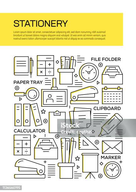 Desain Sampul Gaya Garis Konsep Alat Tulis Untuk Laporan Tahunan Flyer