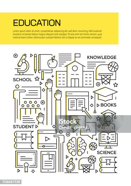 Desain Sampul Gaya Garis Konsep Pendidikan Untuk Laporan Tahunan Flyer