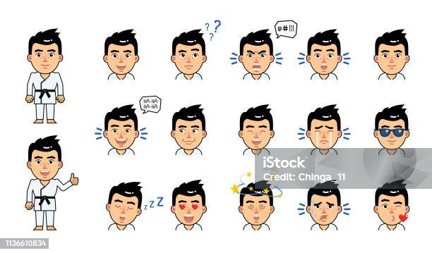 Ensemble Démoticônes De Sportif Emojis Dexperts Dart Martial Montrant
