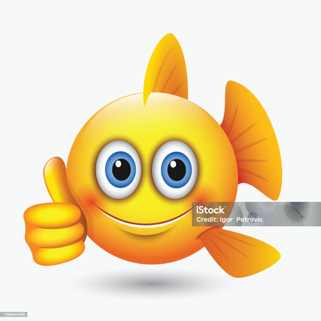Pouce Mignon Vers Le Haut De Poisson Émoticône Emoji Smileyisolé
