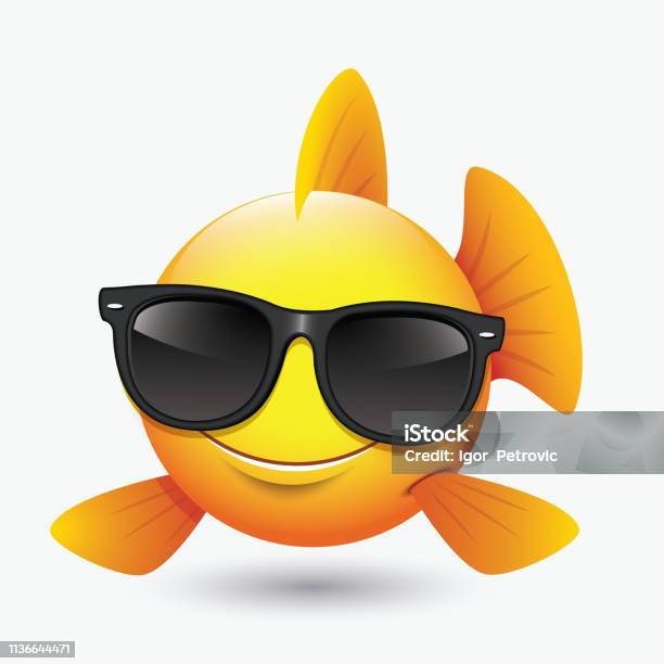 Émoticône De Poisson Mignon Emoji Smiley Portant Des Lunettes De