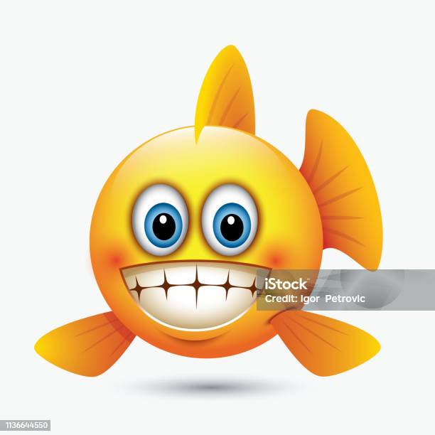 Émoticône De Poisson Mignon Emoji Smileyillustration Vectorielle