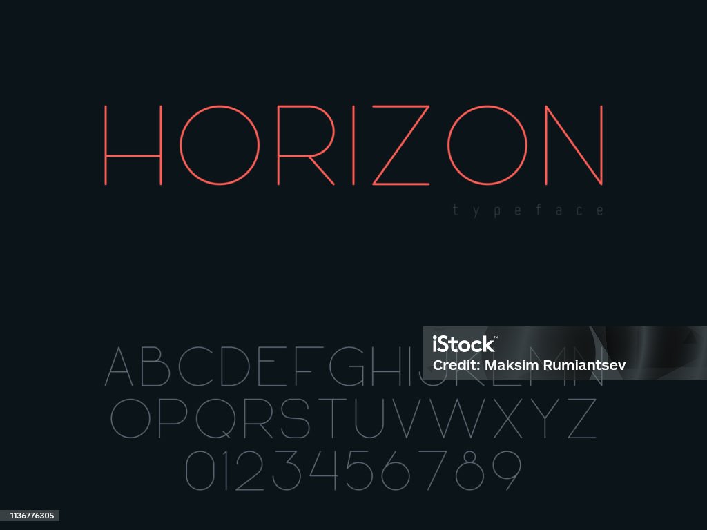 Vector Thin Line Uppercase Font Latin Alphabet Letters And Numbers
