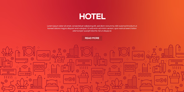 Set Vektor Template Desain Dan Elemen Untuk Hotel Dalam Gaya Linear