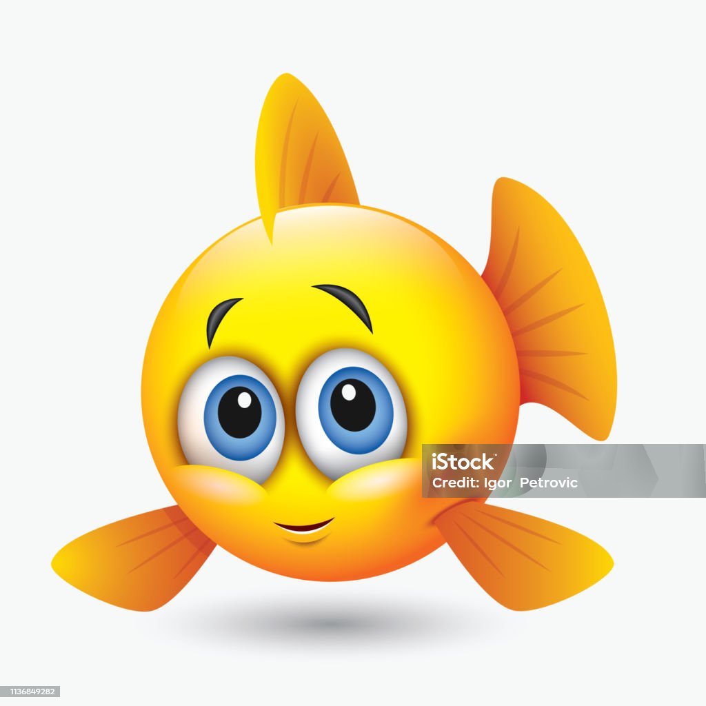 Émoticône De Poisson Timide Mignon Emoji Smileyillustration Vectorielle