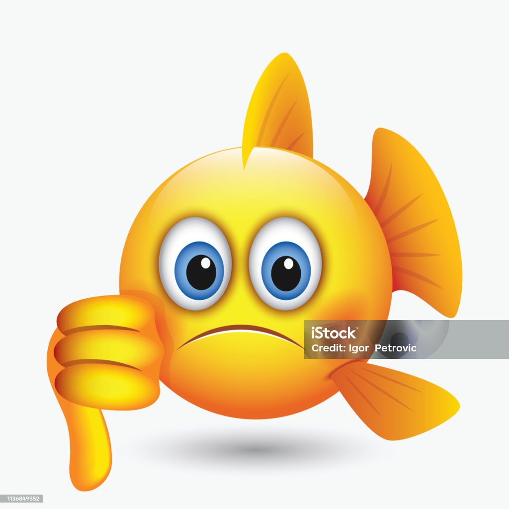Émoticône De Poisson Mignon Emoji Smiley Pouce Vers Le Basillustration