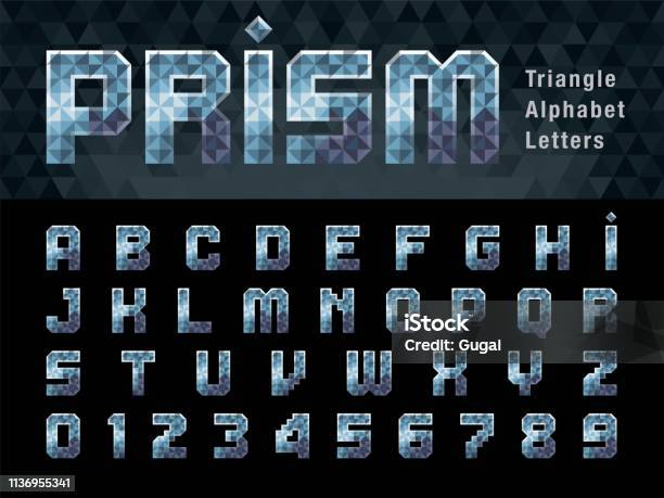Vektor Huruf Alfabet Geometris Dan Angka Abstrak Abuabu Prism Font