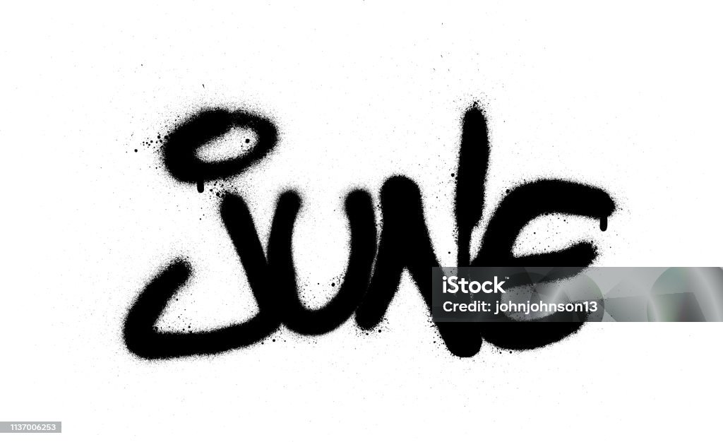 Grafiti Juni Kata Disemprotkan Dalam Hitam Di Atas Putih Ilustrasi Stok