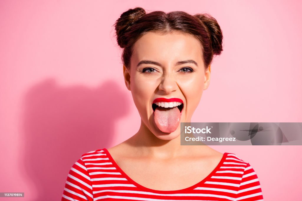 Close Up Photo Beautiful Amazing She Her Lady Impolite Careless Pretty