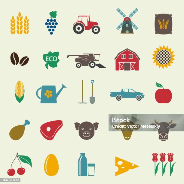 Ensemble Dicônes De Lagriculture Et De Lagriculture Symboles De
