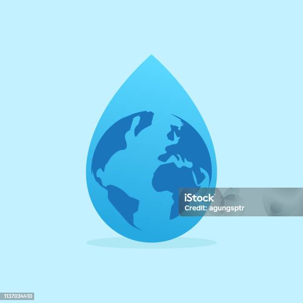 Save Water Flat Design Vector Illustration Stock Illustration