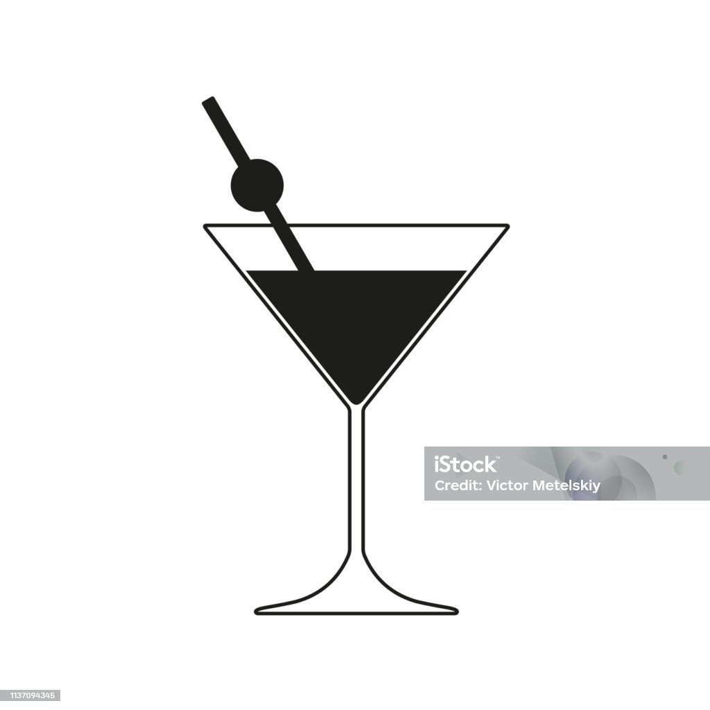 Vetores De Ícone Do Cocktail De Martini Vidro De Martini Com Palha