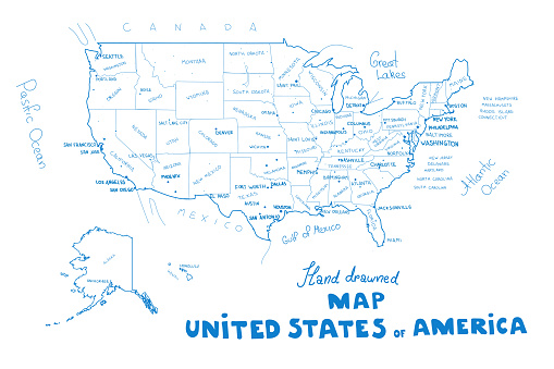Vecteur De Carte Usa Illustration De Vecteur Dessiné À La Main De La