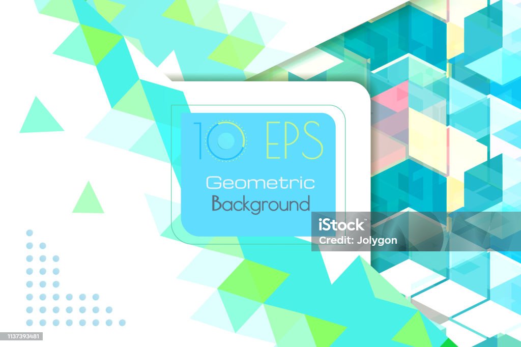 Warnawarni Pola Kubus Geometris Hijau Biru Pada Bg Putih Ilustrasi Stok