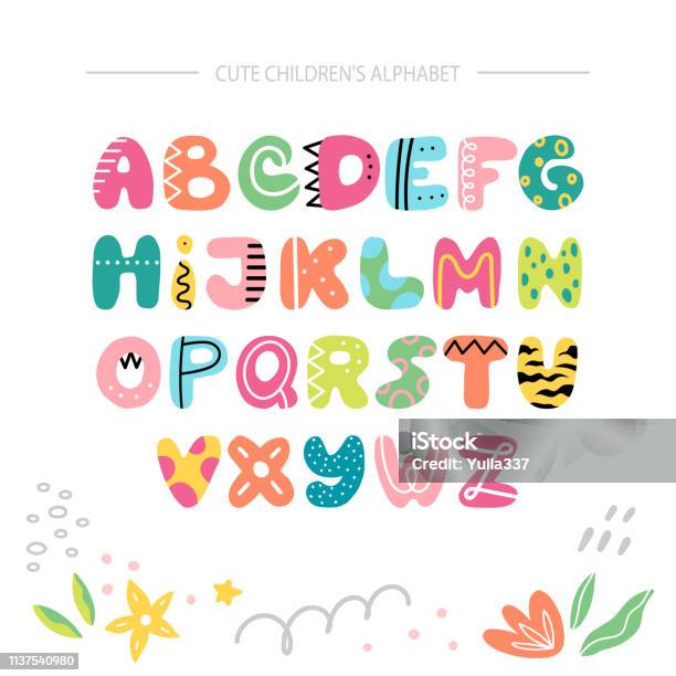 Alphabet De Dessin Animé Denfants Dans Le Vecteur Vecteurs Libres De