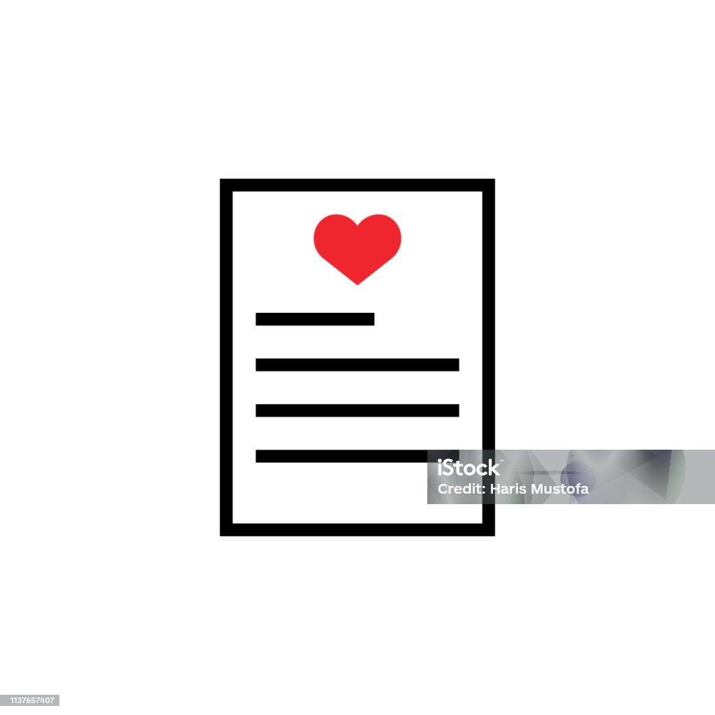 Template Desain Ikon Surat Cinta Vektor Terisolasi Ilustrasi Stok
