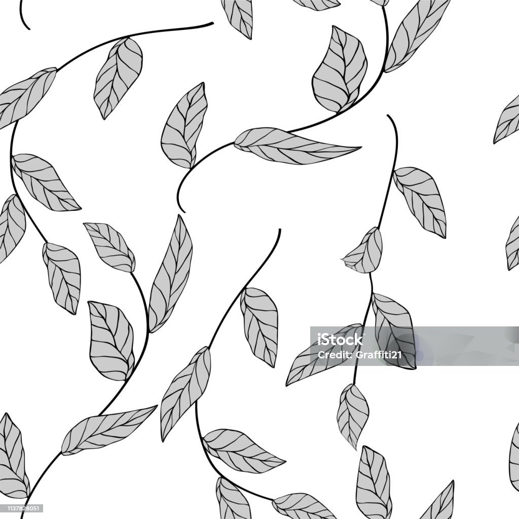 Vector Leaf Seamless Pattern Abstract Leaves Texture Stock Illustration