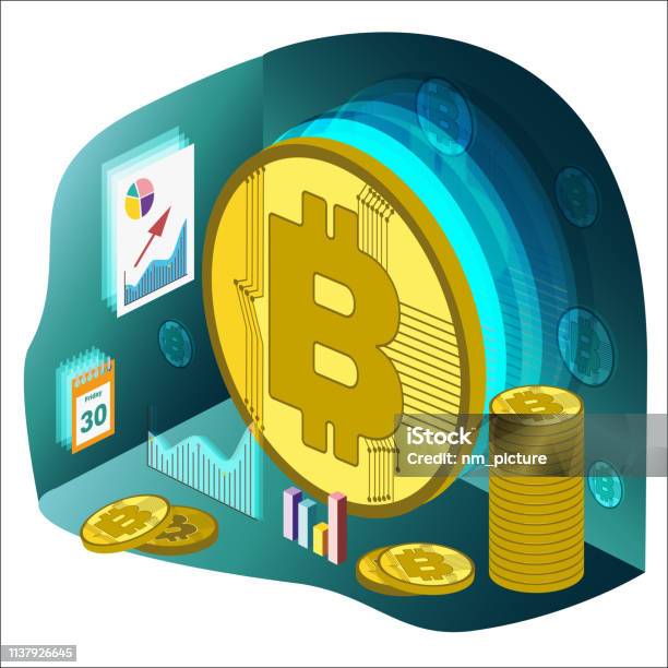 Bitcoin Isometrik Dan Grafik Pertumbuhan Ilustrasi Vektor Stok ... Bitcoin Isometrik Dan Grafik Pertumbuhan Ilustrasi Vektor Stok ...