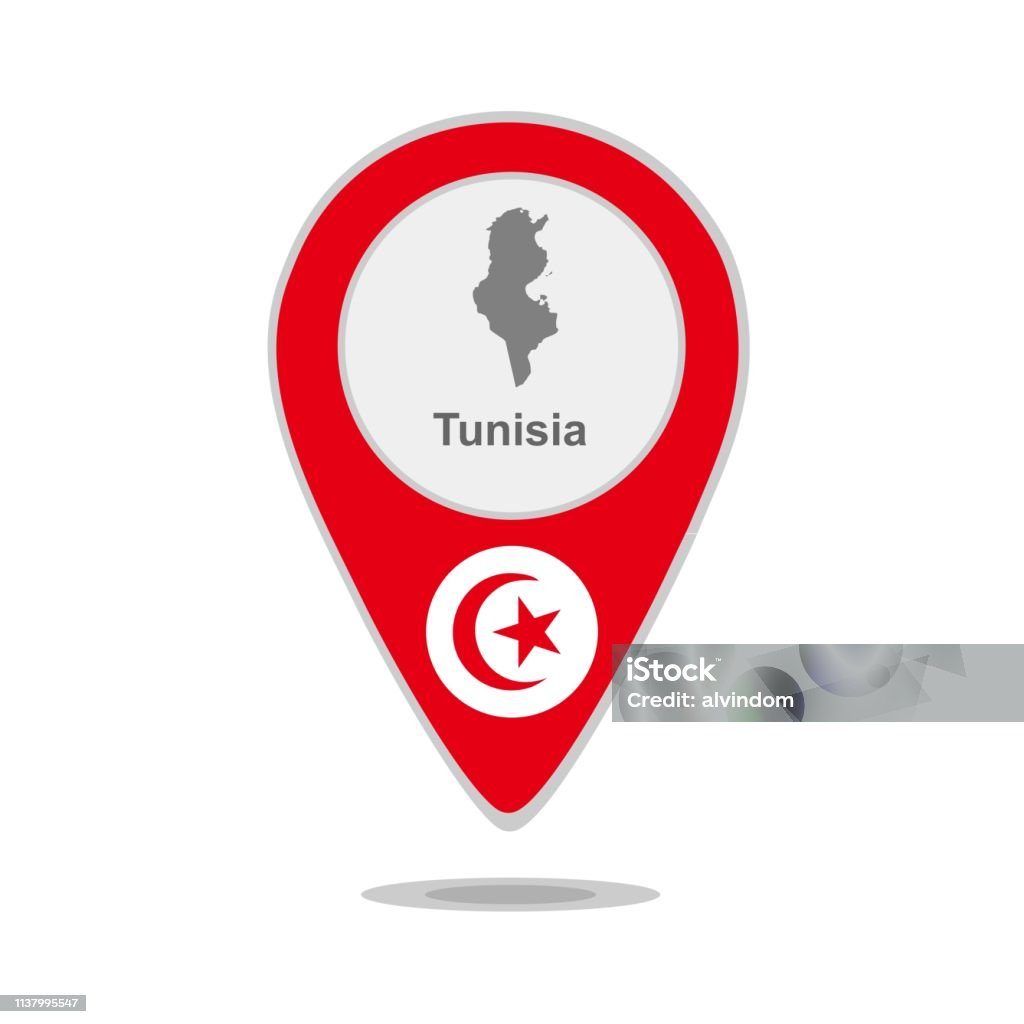 Tunisia Pointer With Map And Flag Stock Illustration Download Image