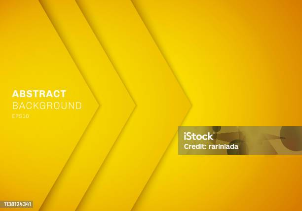 Abstract 3d Yellow Triangle With Overlap Paper Layer Gradient Color