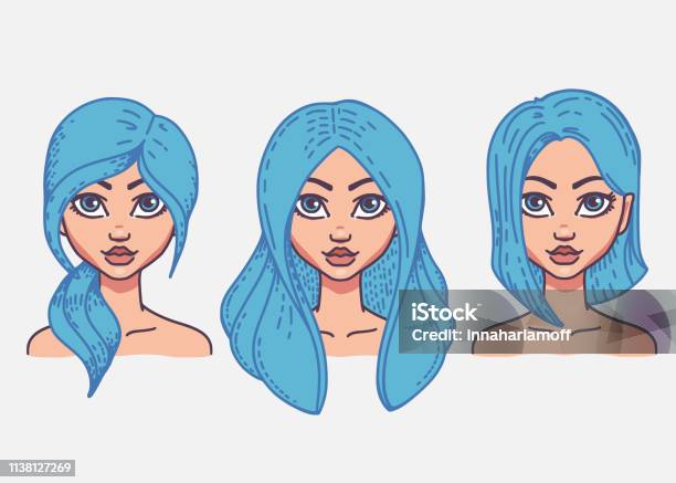 Types Of Female Hairstyles Stock Illustration Download Image Now