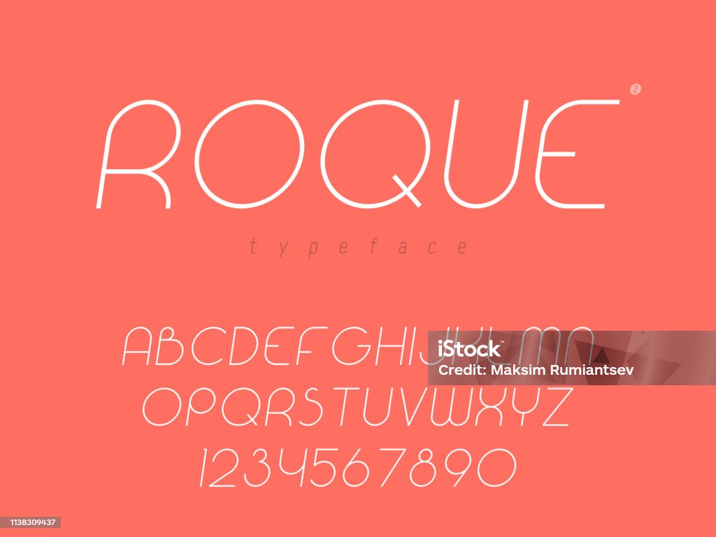 Vector Thin Line Uppercase Font Latin Alphabet Letters And Numbers