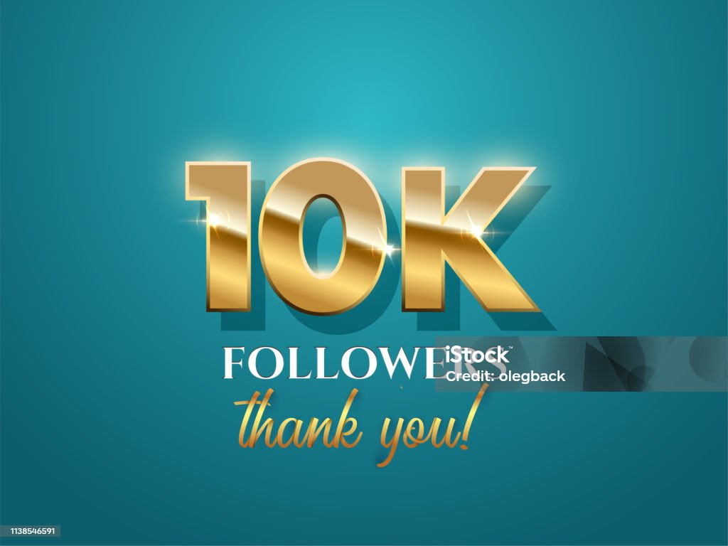 10000 Followers Celebration Vector Banner With Text Stock Illustration