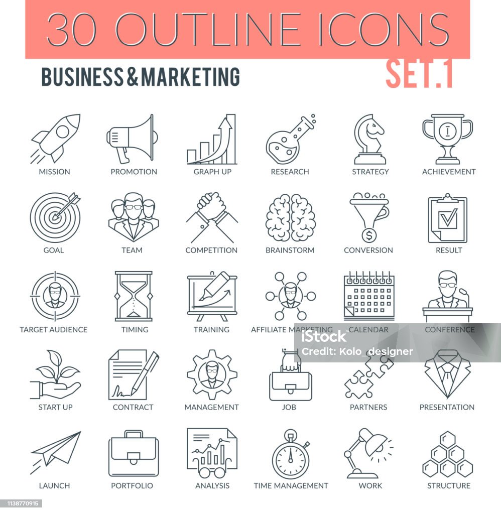 Ilustración de Iconos De Esquema De Negocio Y Marketing y más Vectores ... Ilustración de Iconos De Esquema De Negocio Y Marketing y más Vectores ...