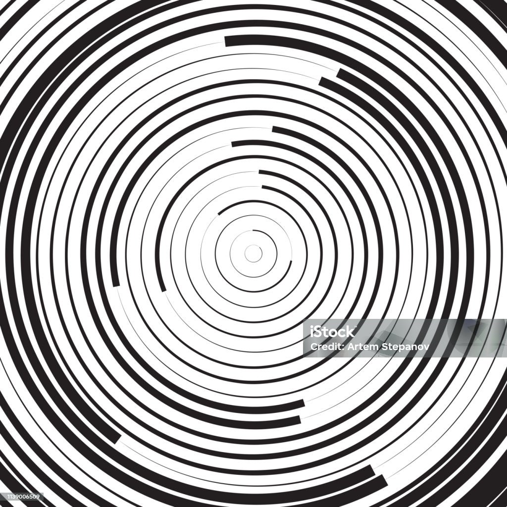 Fond De Cercle De Ligne Concentrique Noir Et Blanc Ou Effet Dondulation
