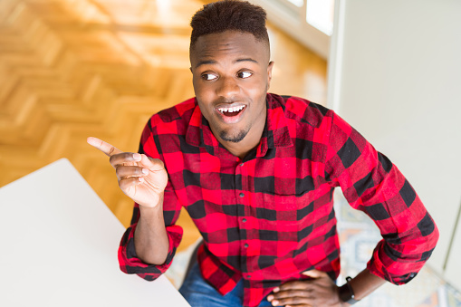 Overhead Angle Of Handsome African American Man With A Big Smile On