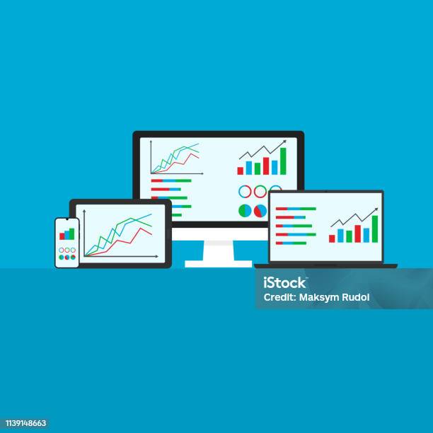 Desain Datar Modern Vektor Ilustrasi Konsep Analitik Situs Web Dan Data