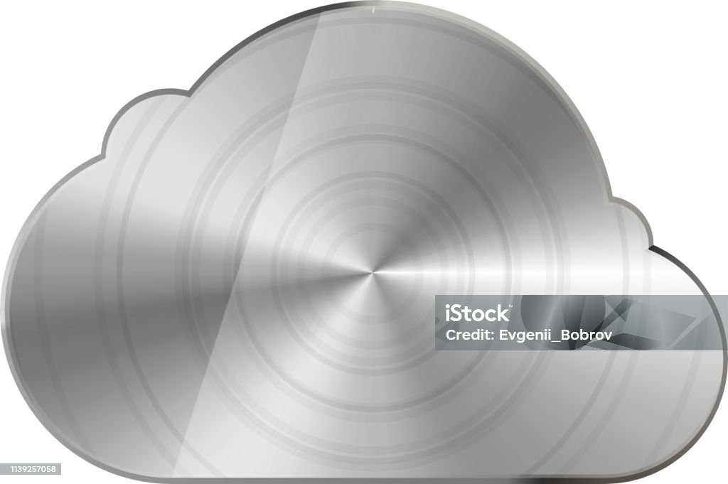 Rond Poli Brillant Lumineux Nuage En Métal Icône Disolement Sur Le