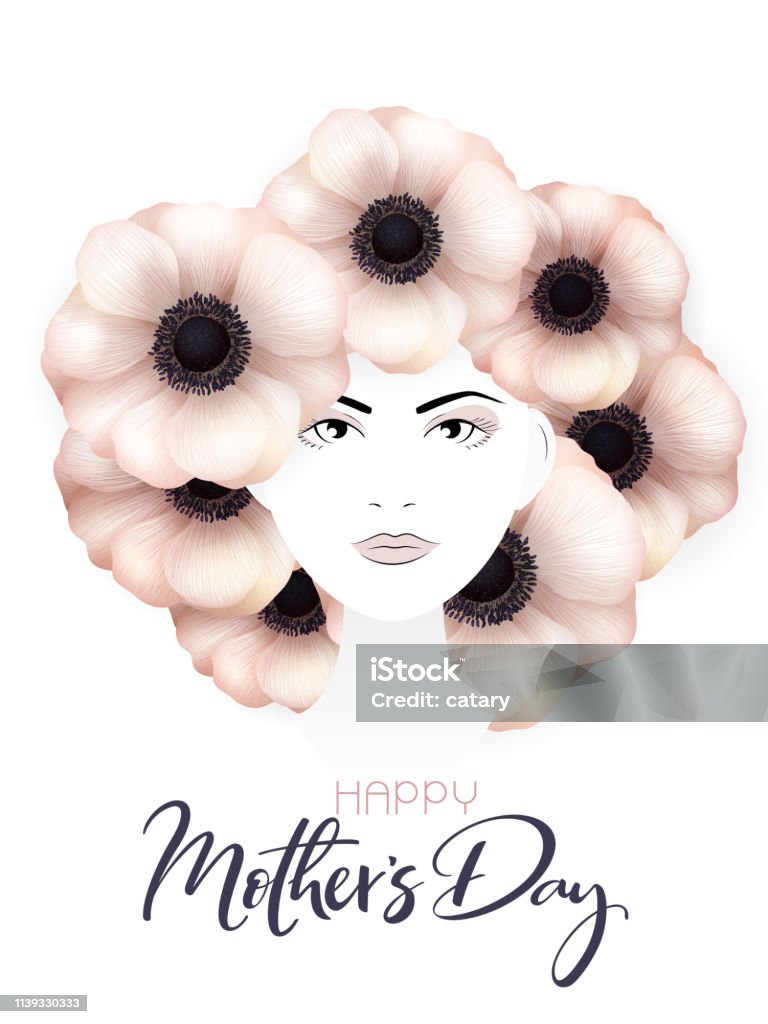 Vector Illustration Of Mothers Day Greetings Banner Template With Woman
