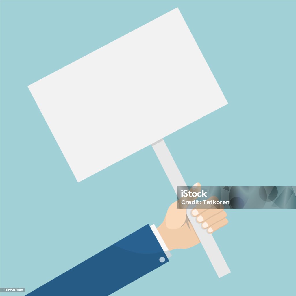 Hand Holding Blank Placard Empty Space For Text Poster Empty Protest