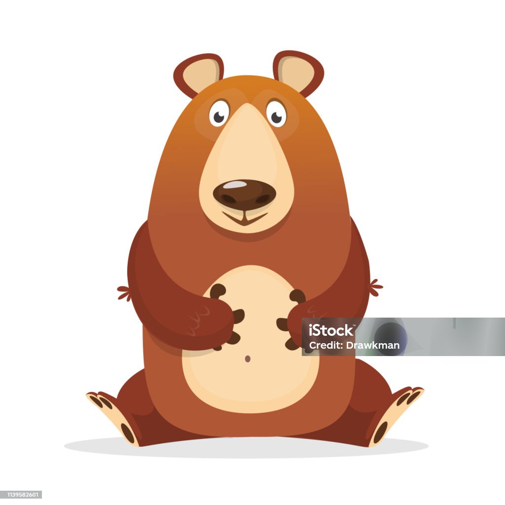 Funny Cartoon Brown Bear Vector Illustration Stock Illustration