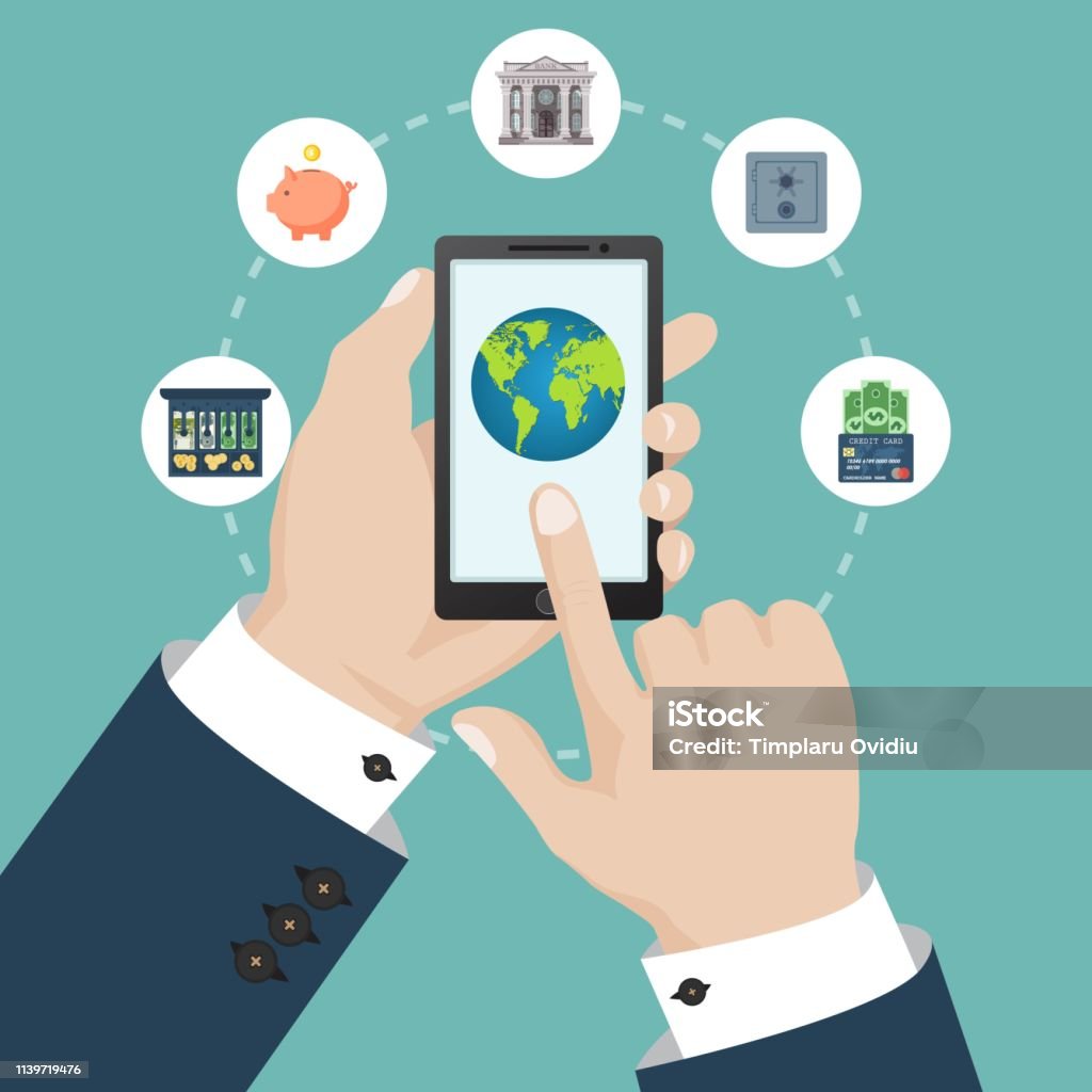 Concept De Banque Mobile Illustration Vectorielle Dans La Conception