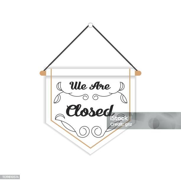 Tutup Sign Vector Desain Vintage Untuk Toko Atau Toko Ilustrasi Stok