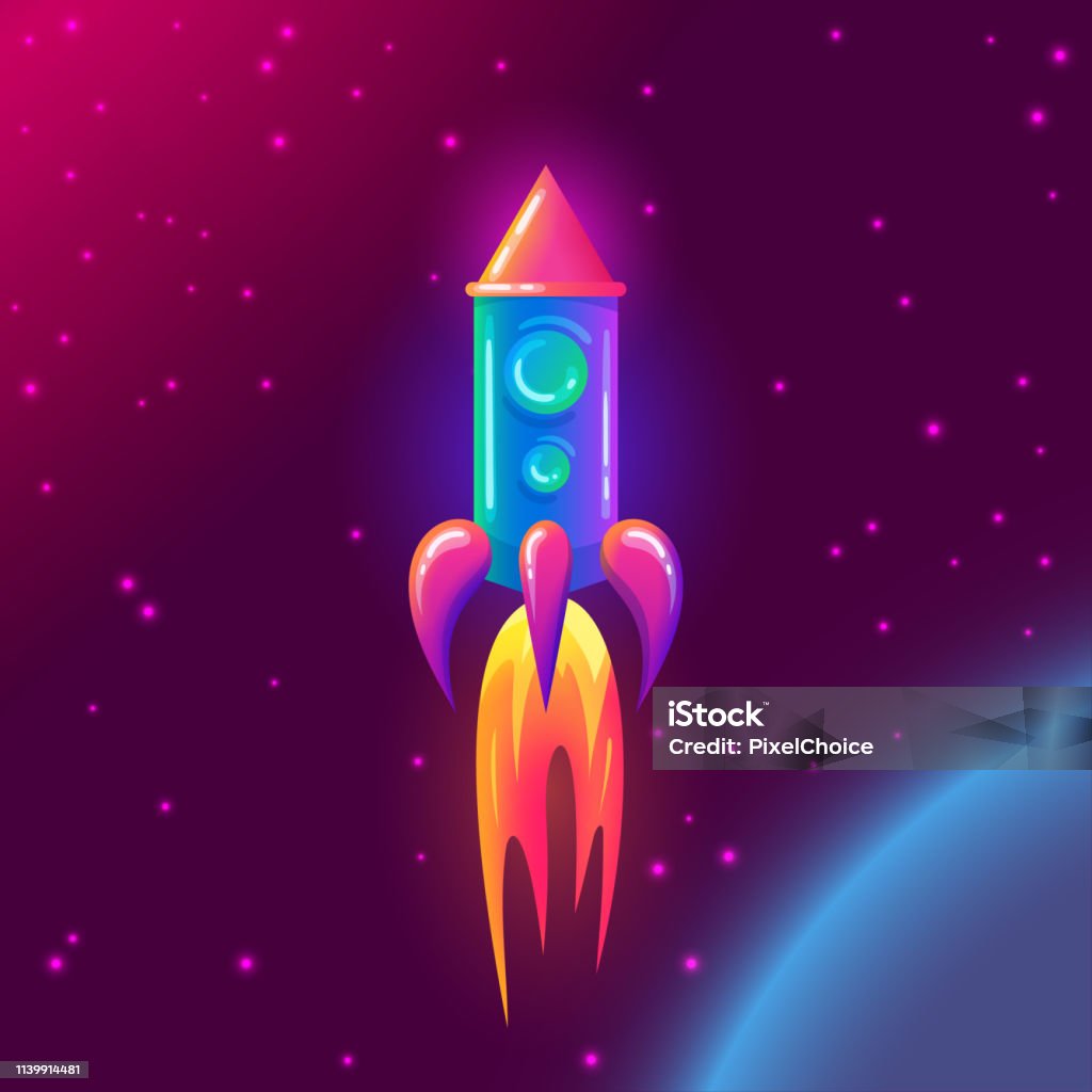 宇宙に飛んでいるロケット宇宙船 イノベーションのベクターアート素材や画像を多数ご用意 イノベーション イラストレーション ウェブ