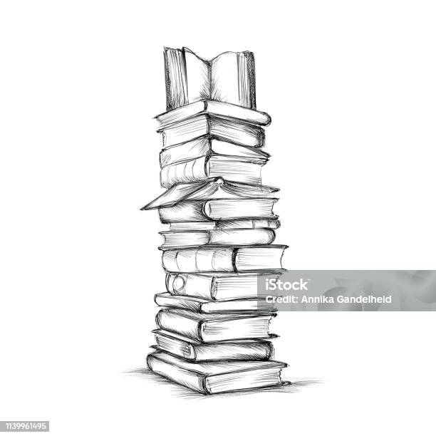 Illustration Of A High Stack Of Books Stock Illustration Download
