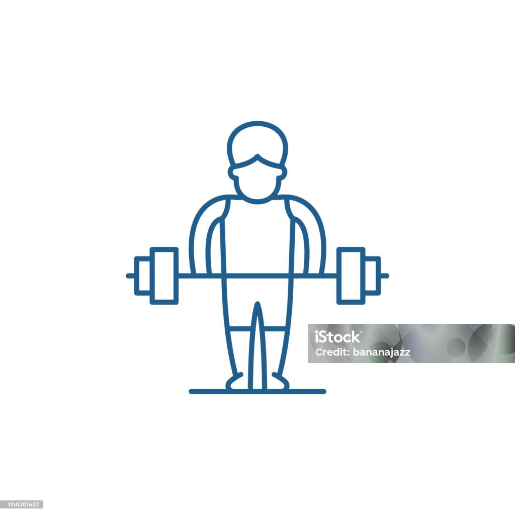 Concept Dicône De Ligne Dhomme Fort Symbole De Vecteur Plat Homme Fort