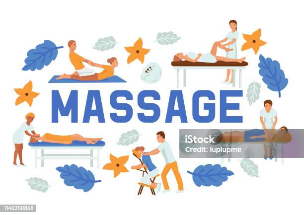 Les Personnes De Massage Médical Posent Ensemble Dillustration