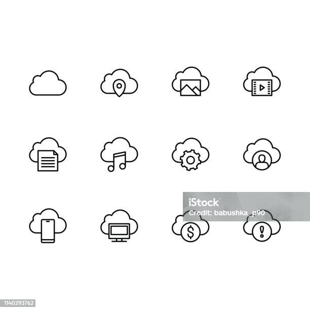 Icône De Ligne Simple Dillustration De Stockage De Nuage De Jeu