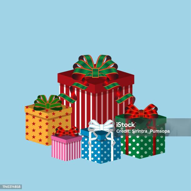 Kumpulan Ikon Kotak Hadiah Berwarnawarni Desain Datar Untuk Hadiah