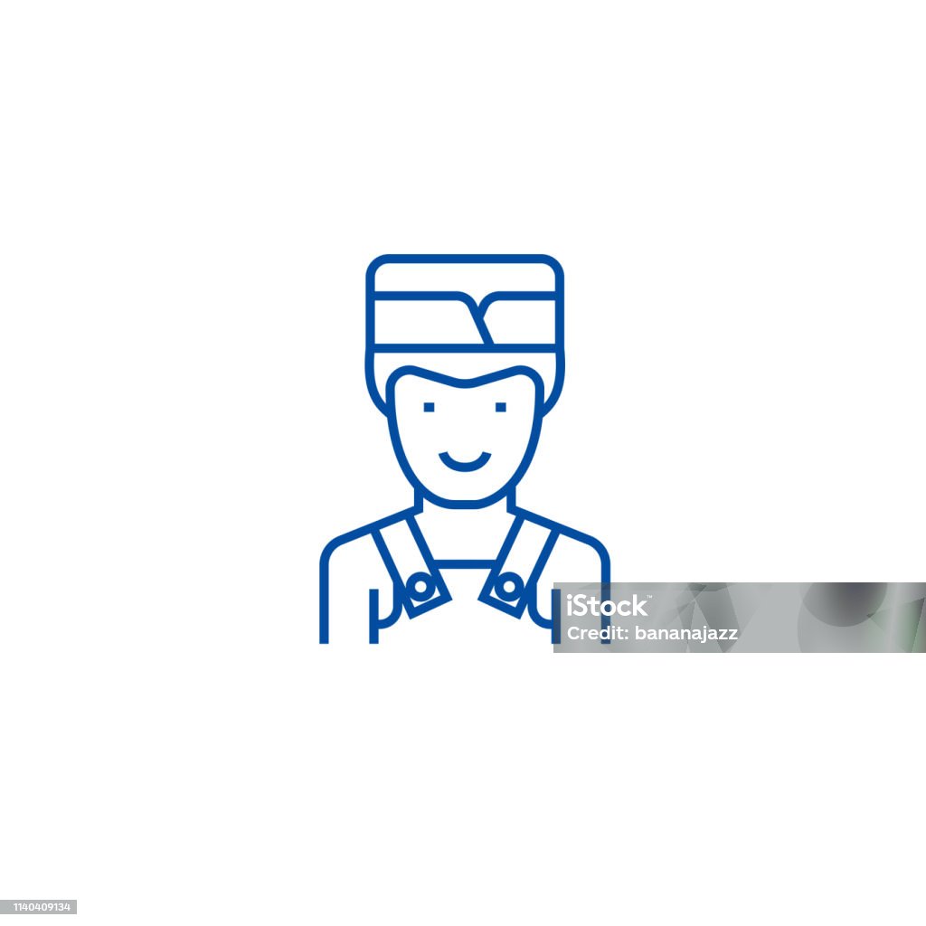 Concept Dicône De Ligne Barman Barman Plat Vecteur Symbole Signe