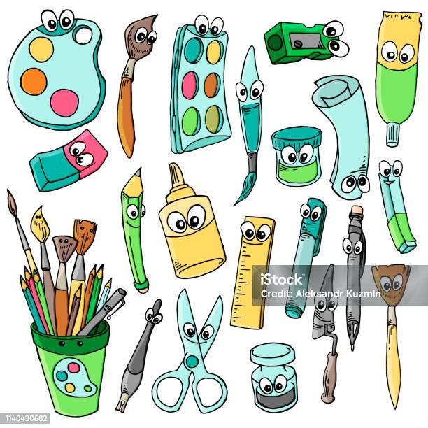 Collection De Personnages De Lécole De Dessin Animé Mignon Illustration
