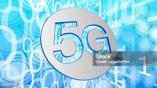 5th Generation Of Mobile Networks Binary Code Numbers Backdrop Vector Conception Stock