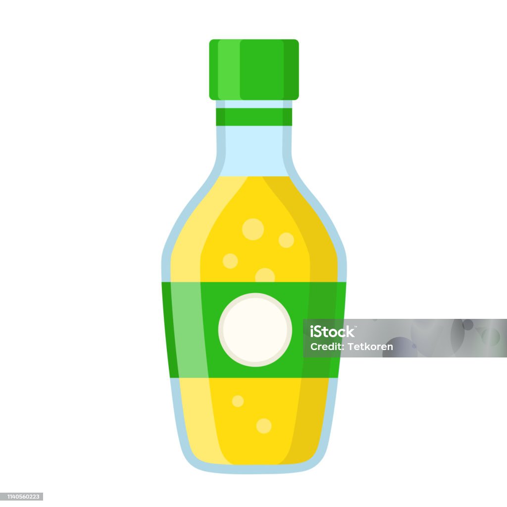 Bouteille De Jus Dorange Dans Le Style Plat De Dessin Animé Sur Le