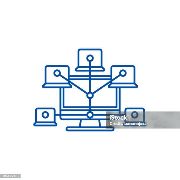 Concept Dicône De Ligne De Réseau Informatique Symbole De Vecteur Plat