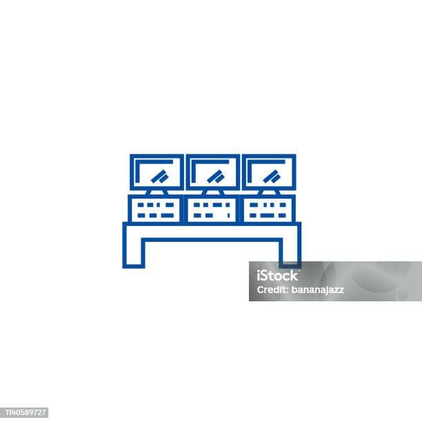 Konsep Ikon Garis Sistem Kontrol Sistem Kontrol Simbol Vektor Datar